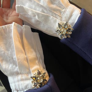 Sparkling Crystal Clip-on Button Cover , Removable Rhinestone Brooch ...