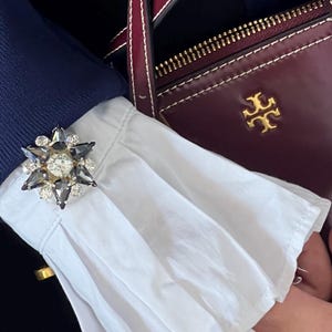 Sparkling Crystal Clip-on Button Cover , Removable Rhinestone Brooch ...