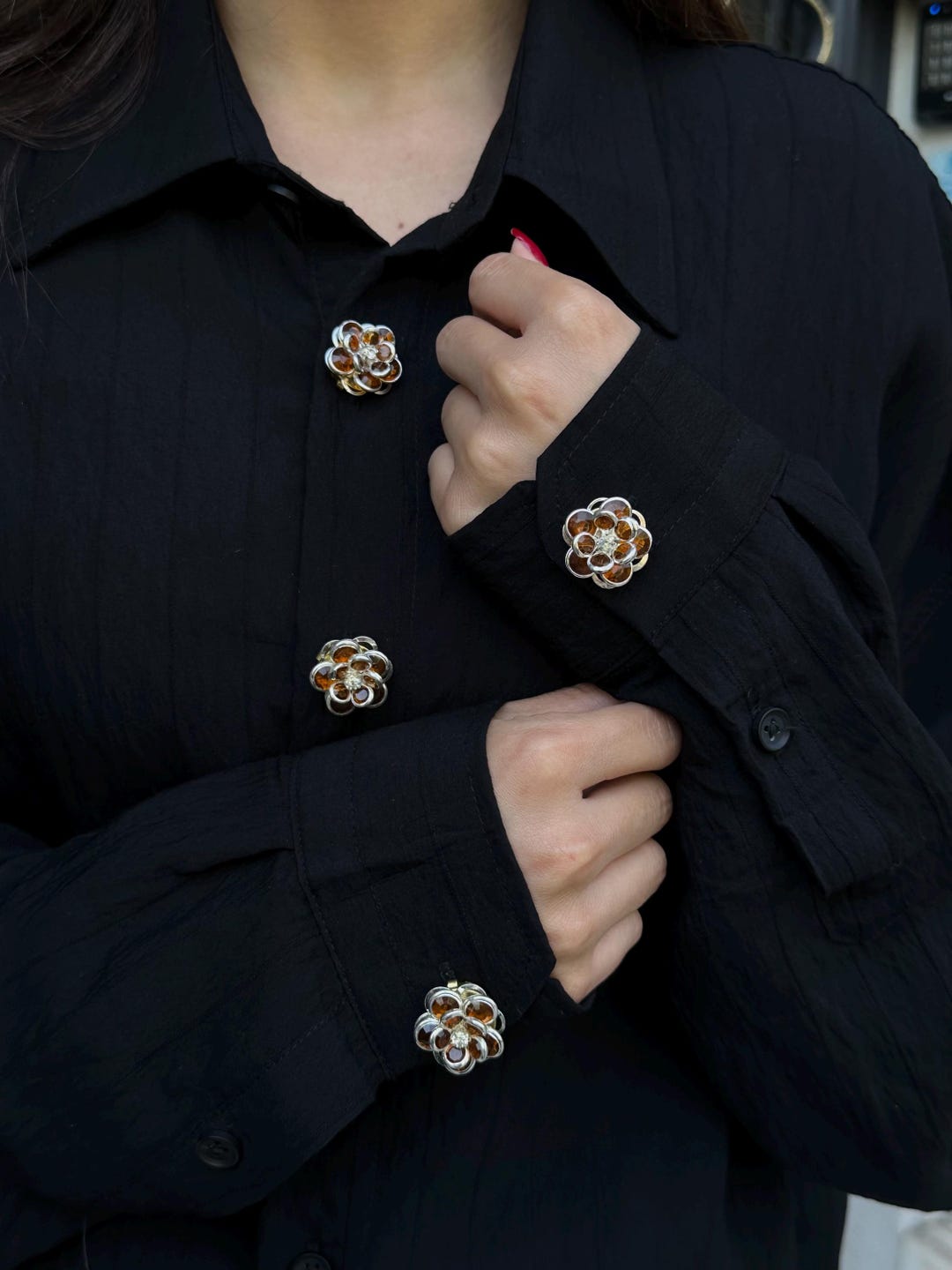 Elegant Flower Clip on Buttons – Button Cufflinks- Decorative Snap ...