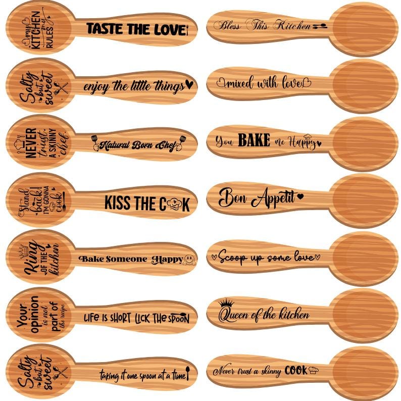 Wooden Spoon SVG Bundle: Funny Kitchen Quotes, Spoon Handle Sayings ...