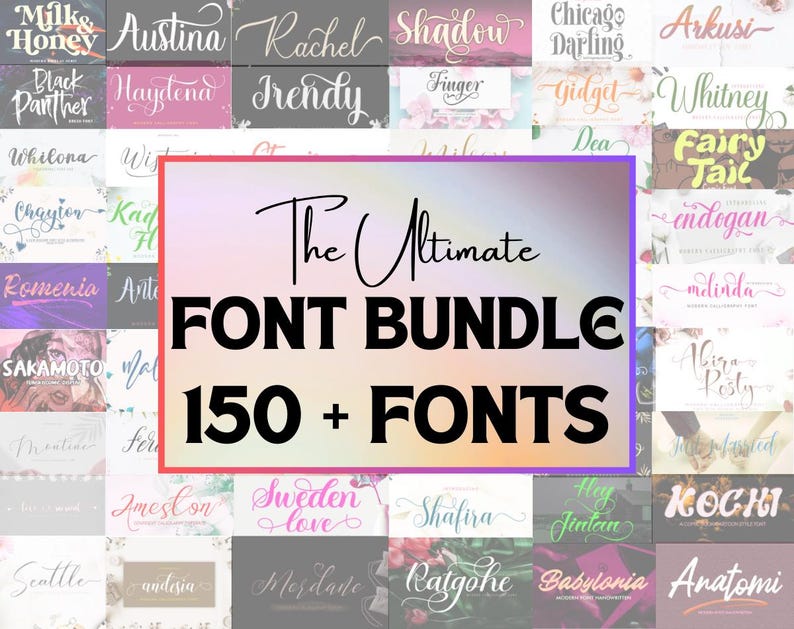 150+ Fonts Bundle: Script, Wedding, Elegant Logo Fonts (OTF & TTF) - Etsy