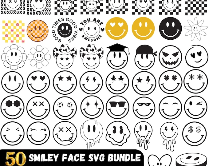 Smiley Face Svg Bundle,smiley Face Svg Png Bundle,emoji Face SVG Bundle ...