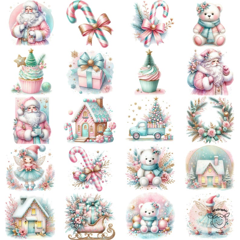 30+ Watercolor Coquette Christmas Clipart, Pastel Christmas Png Bundle ...