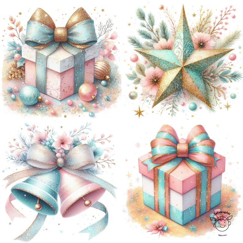 30+ Watercolor Coquette Christmas Clipart, Pastel Christmas Png Bundle ...