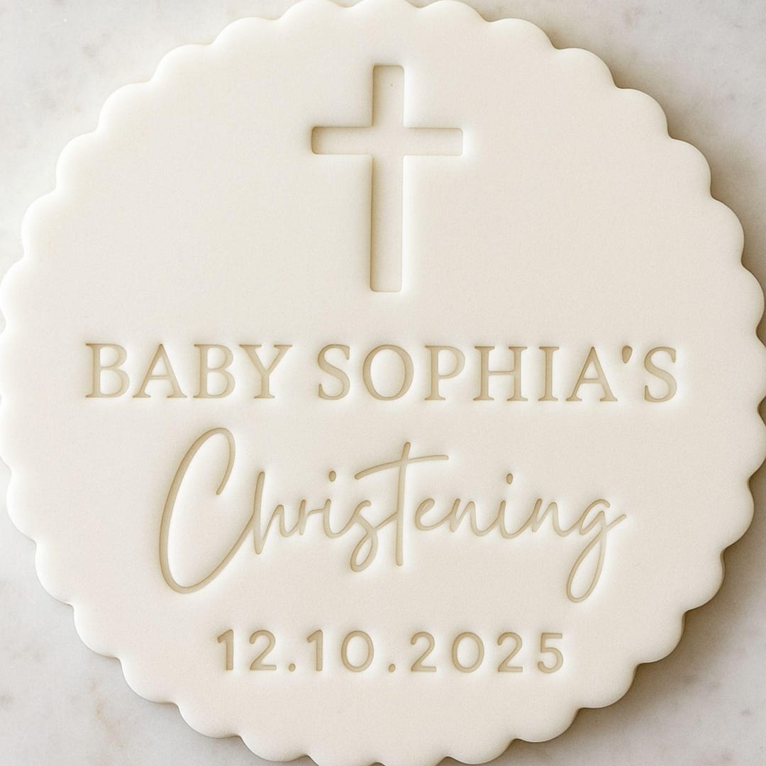 Custom Christening Cookie Stamp: Personalized Baptism Embosser - Etsy