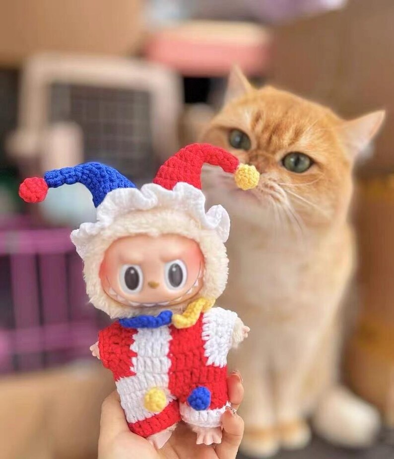 Labubu Clothes Clown and Fortune Cat Clothes Handmade Labubu Outfit ...