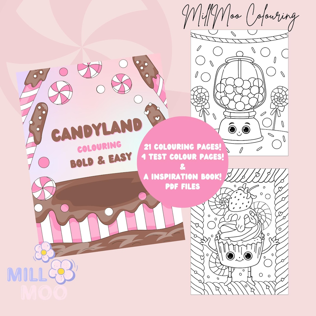 Candyland Coloring Book | Bold and Easy Coloring Book | Instant Digital ...