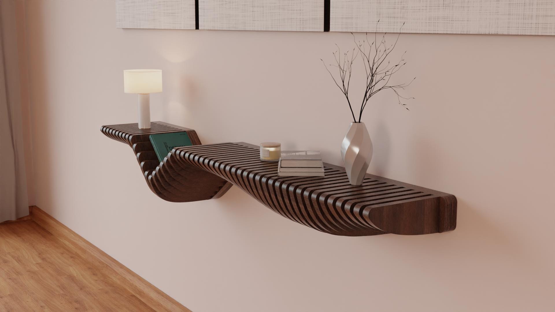 Parametric Wall Shelf, Wavy TV Unit Decor, Hanging Shelf Design ...