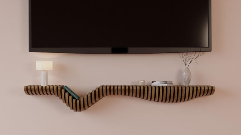 Parametric Wall Shelf, Wavy TV Unit Decor, Hanging Shelf Design ...