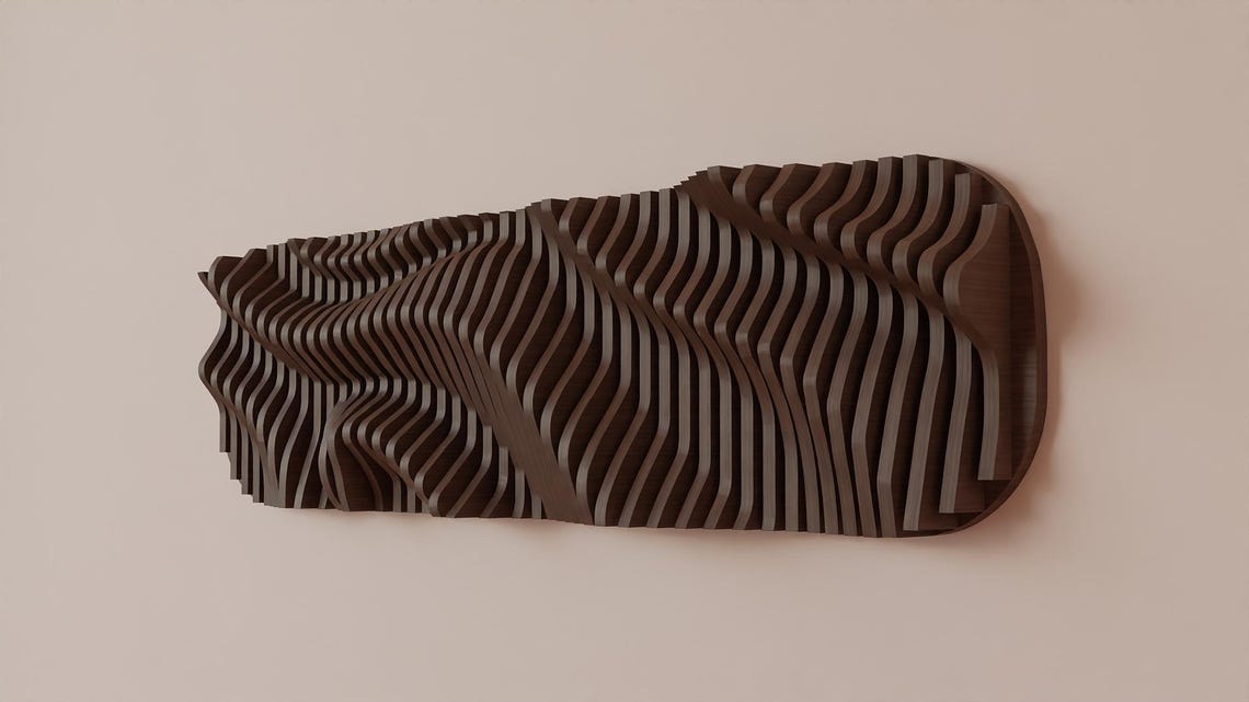 Wavy Parametric Wall Art CNC Files, Vertical Sliced Decorative Wooden ...