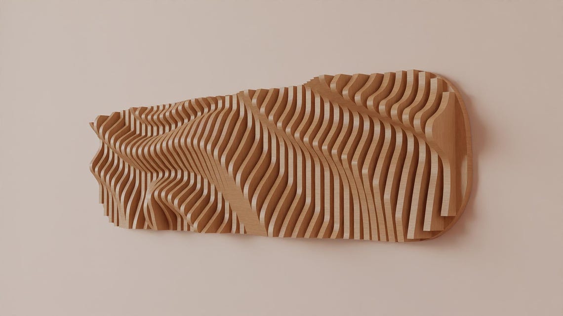 Wavy Parametric Wall Art CNC Files, Vertical Sliced Decorative Wooden ...