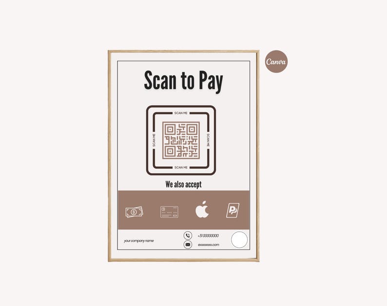 Editable and Printable Scan to Pay Sign Template With Payment Options ...