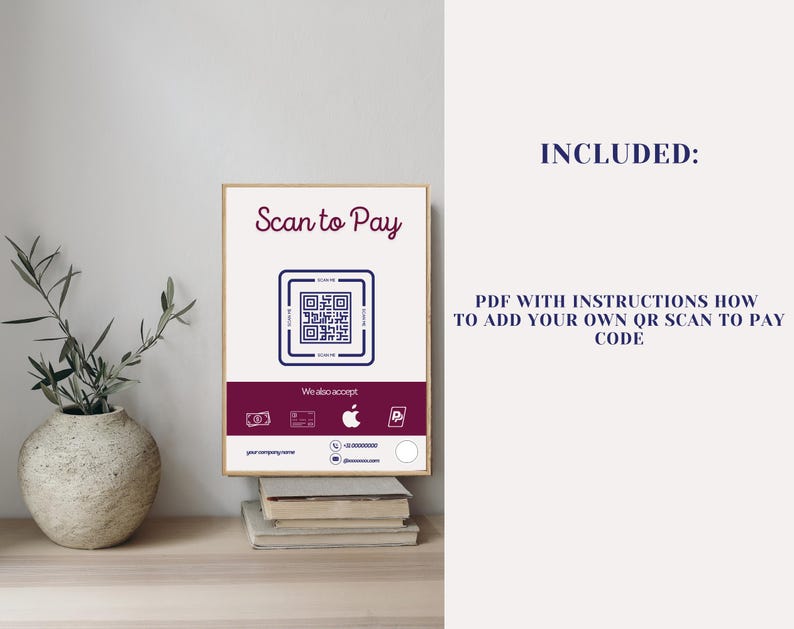 Editable and Printable Scan to Pay Sign Template With Payment Options ...