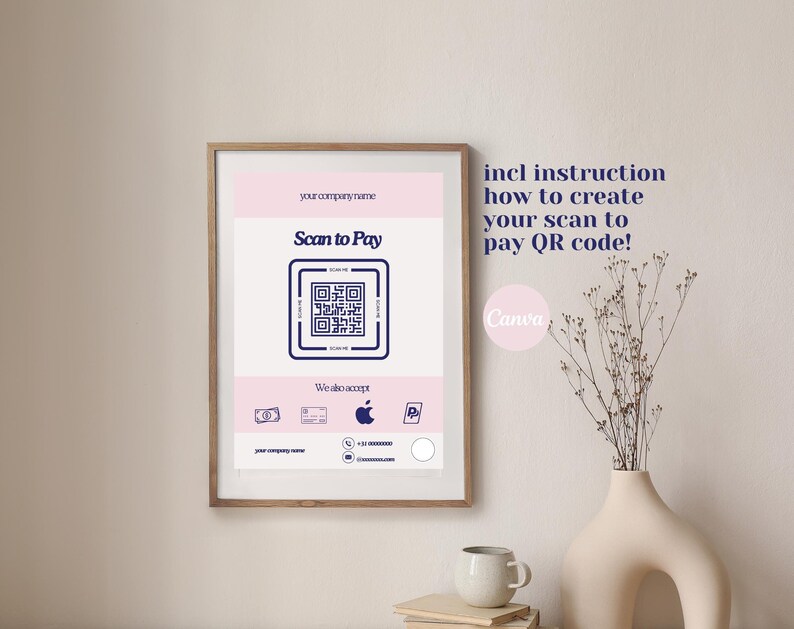 Editable and Printable Scan to Pay Sign Template With Payment Options ...