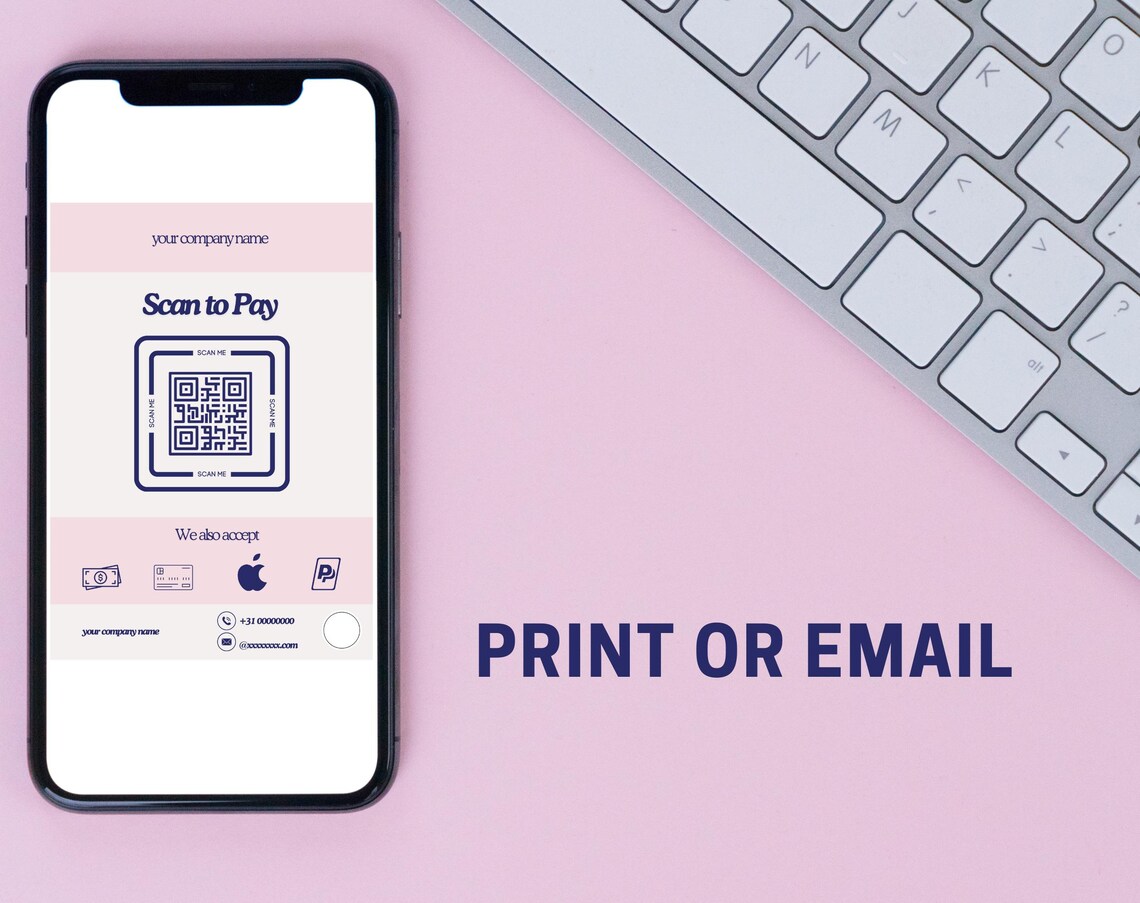Editable and Printable Scan to Pay Sign Template With Payment Options ...
