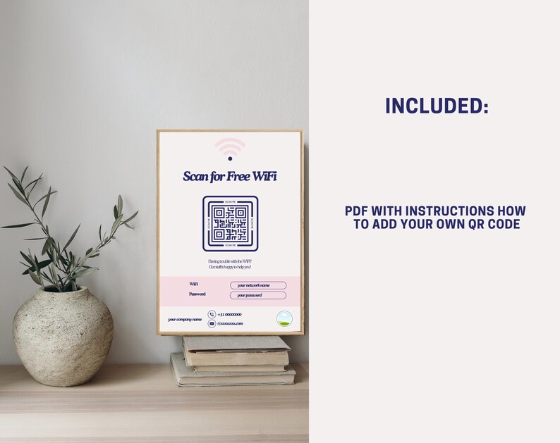 Editable Printable Scan for Wifi With Wifi Password Sign and QR Code ...
