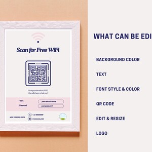 Editable Printable Scan for Wifi With Wifi Password Sign and QR Code ...
