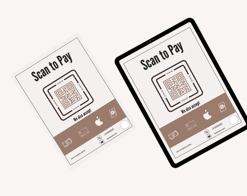 Editable and Printable Scan to Pay Sign Template With Payment Options ...