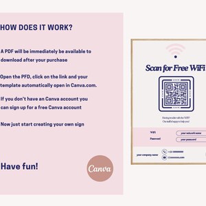 Editable Printable Scan for Wifi With Wifi Password Sign and QR Code ...