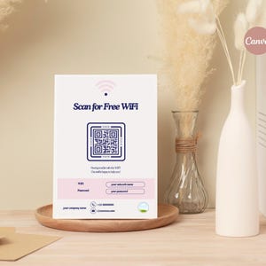 Editable Printable Scan for Wifi With Wifi Password Sign and QR Code ...