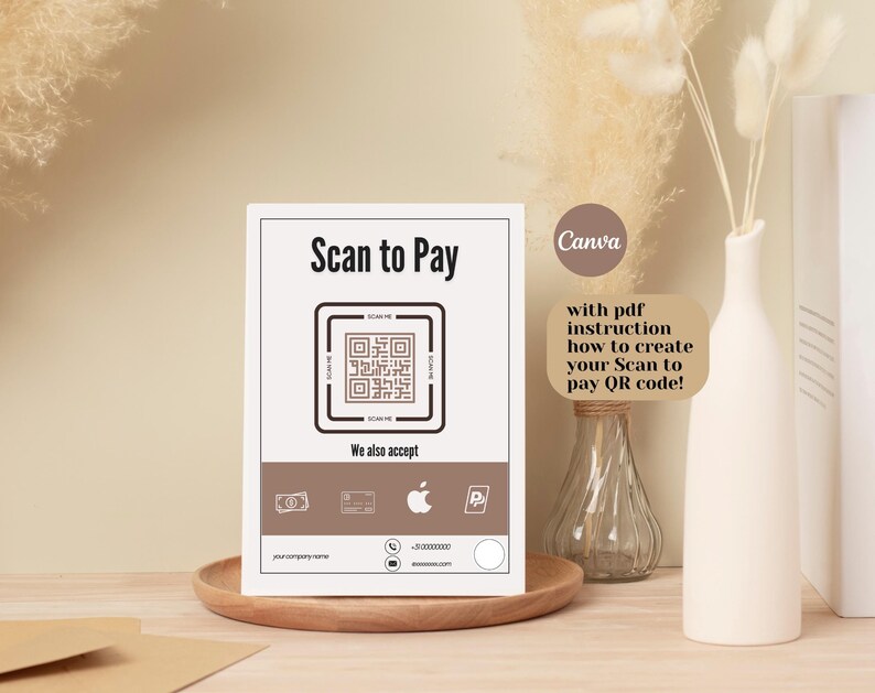 Editable and Printable Scan to Pay Sign Template With Payment Options ...