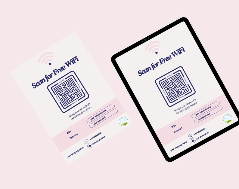Editable Printable Scan for Wifi With Wifi Password Sign and QR Code ...