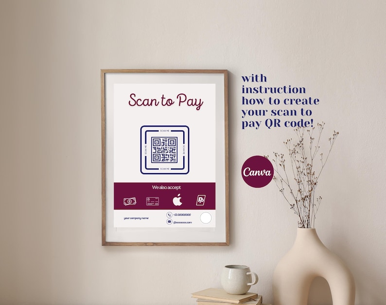 Editable and Printable Scan to Pay Sign Template With Payment Options ...
