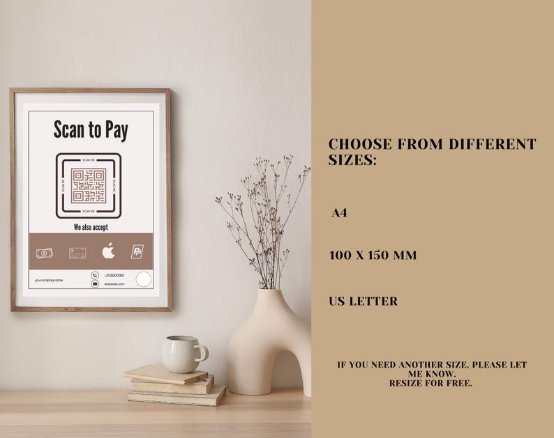 Editable and Printable Scan to Pay Sign Template With Payment Options ...