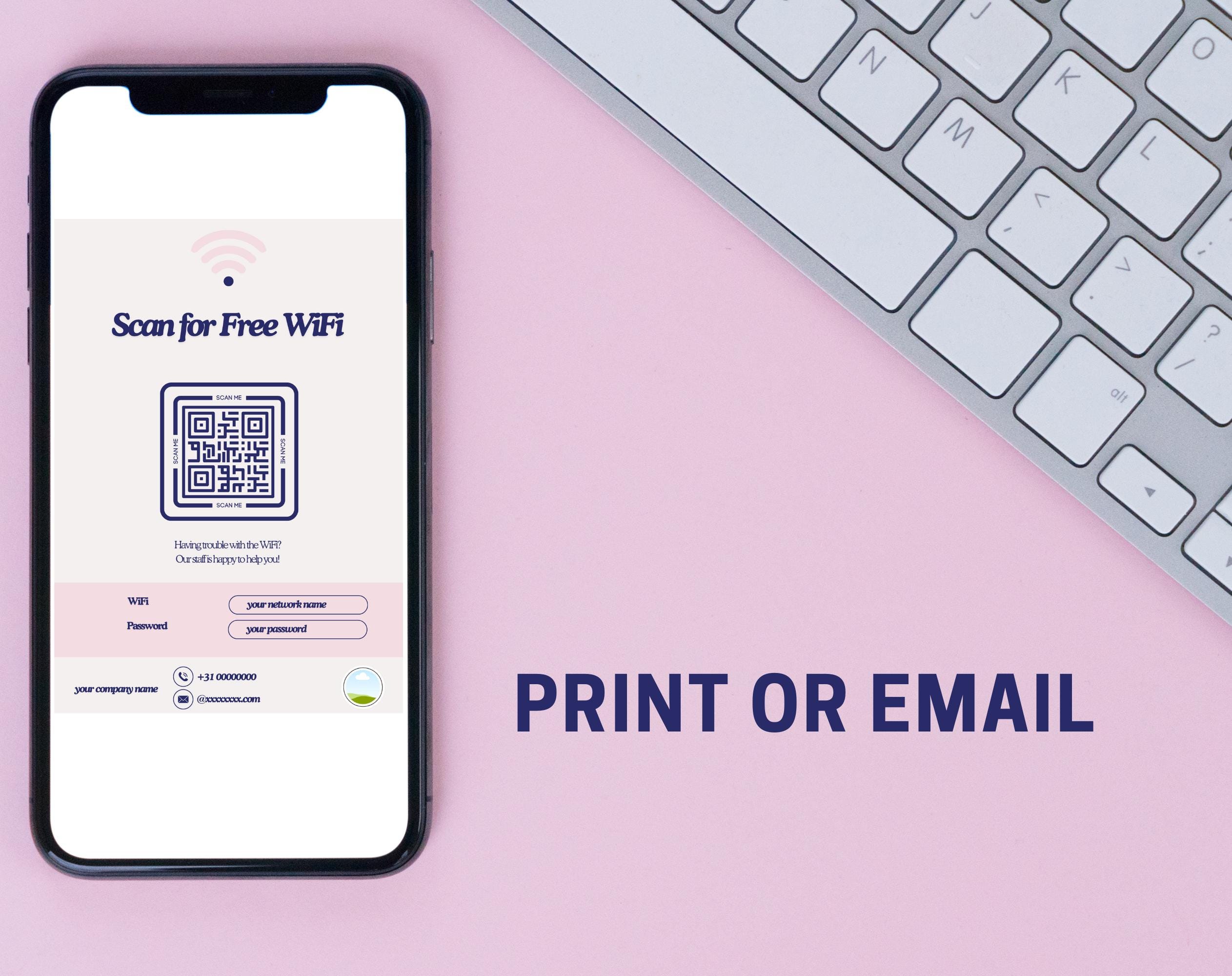 Editable Printable Scan for Wifi With Wifi Password Sign and QR Code ...