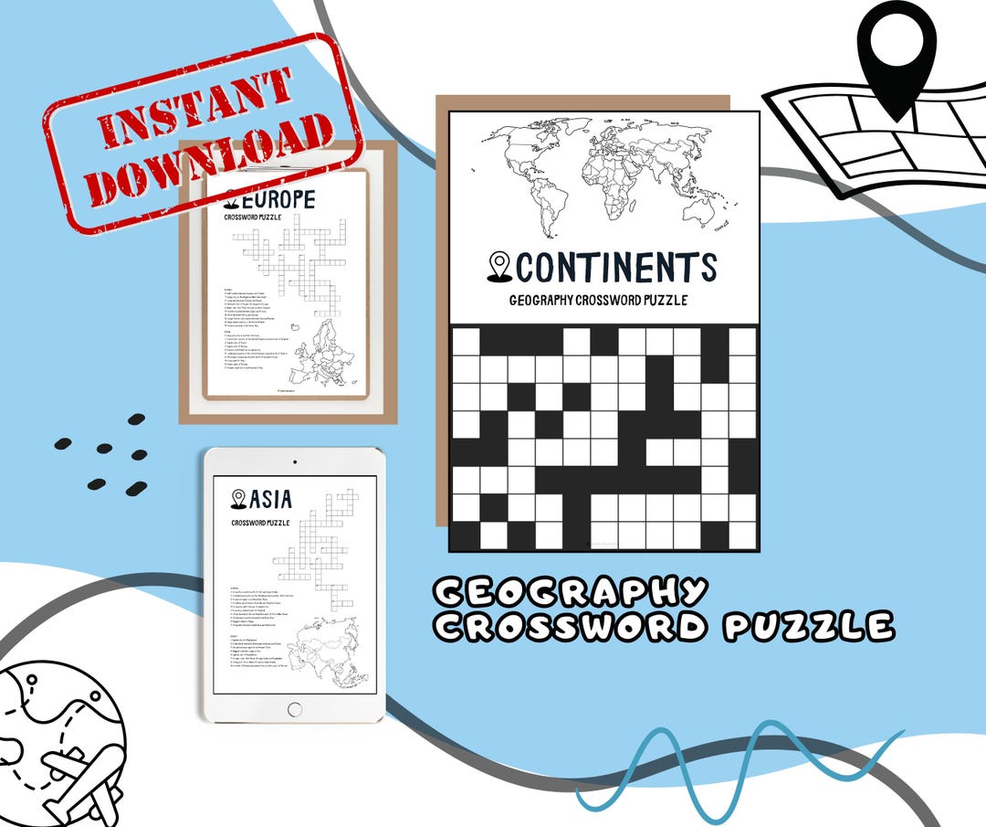 Continent Geography Crossword Puzzle - Fun & Educational | Homeschool ...