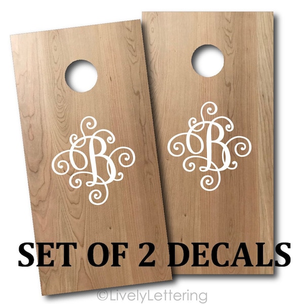 Monogram Decal Corn Hole - Etsy