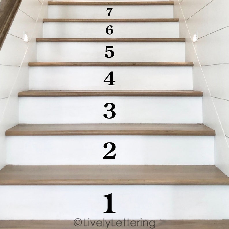 Number Stair Decals, Stair Stickers, Set of Vinyl Stickers, Step Decals ...