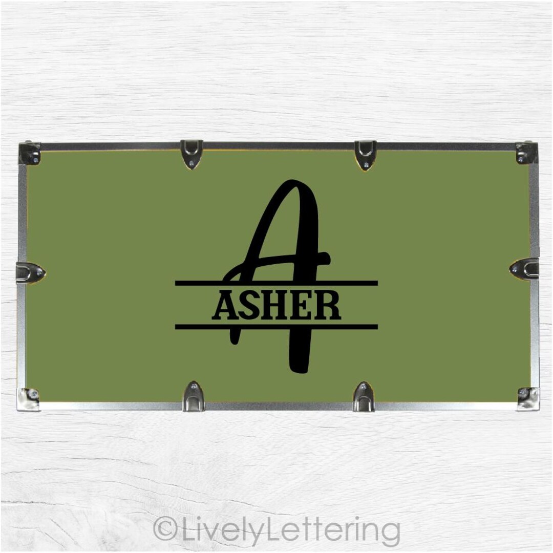 Cursive Split Letter Name Decal for Camp Trunk or Dorm, Personalized ...