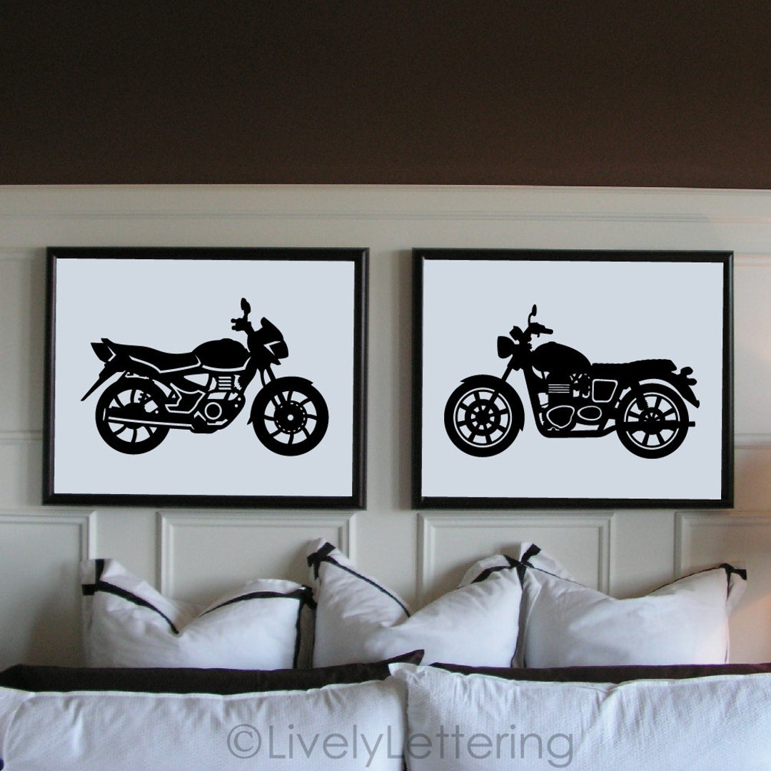 Motorcycle Print Set of 2 | Motorcycle Art Print | Wall Art | Boy Room ...