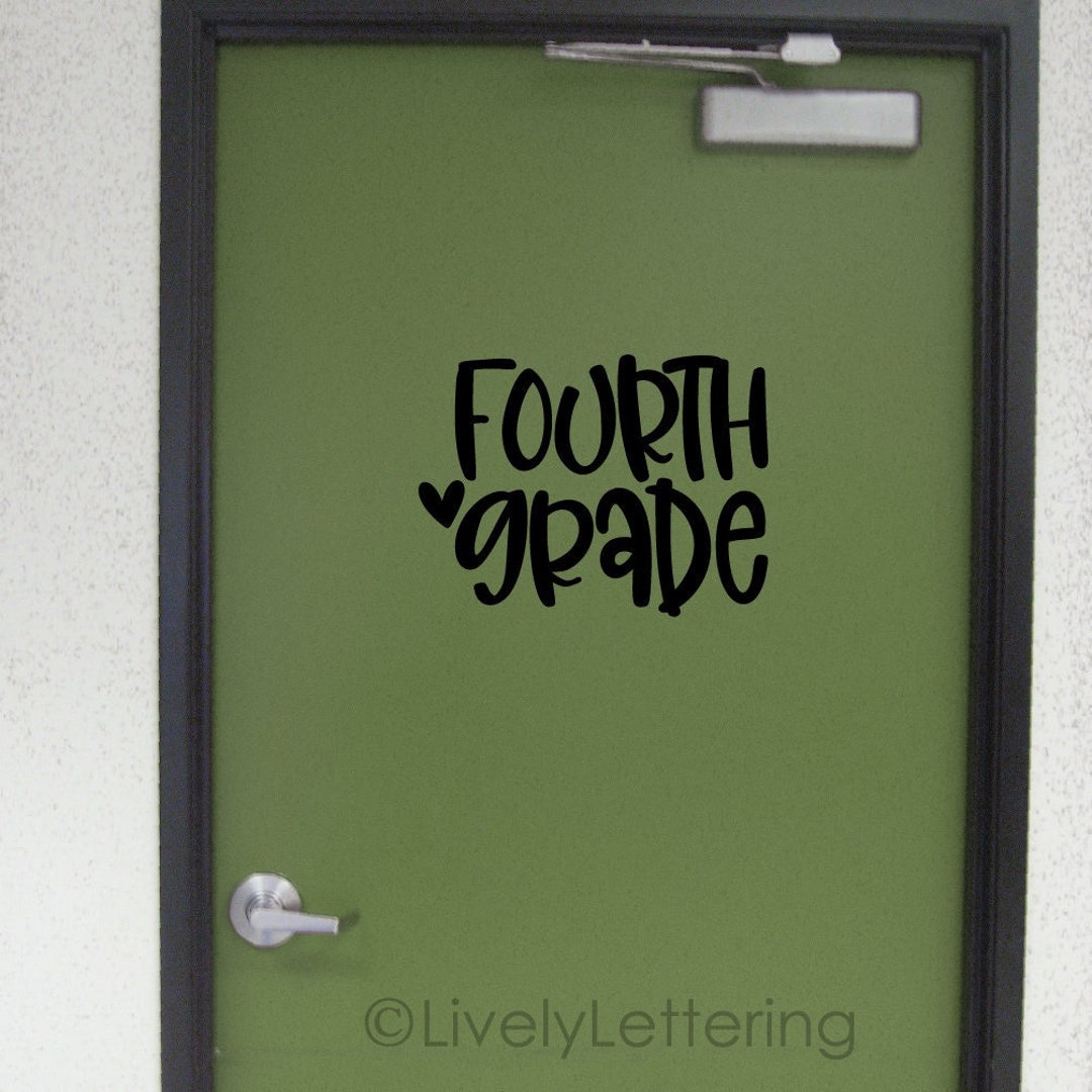 Grade Level Door Decal With Heart Accent | Classroom Teacher Decor ...
