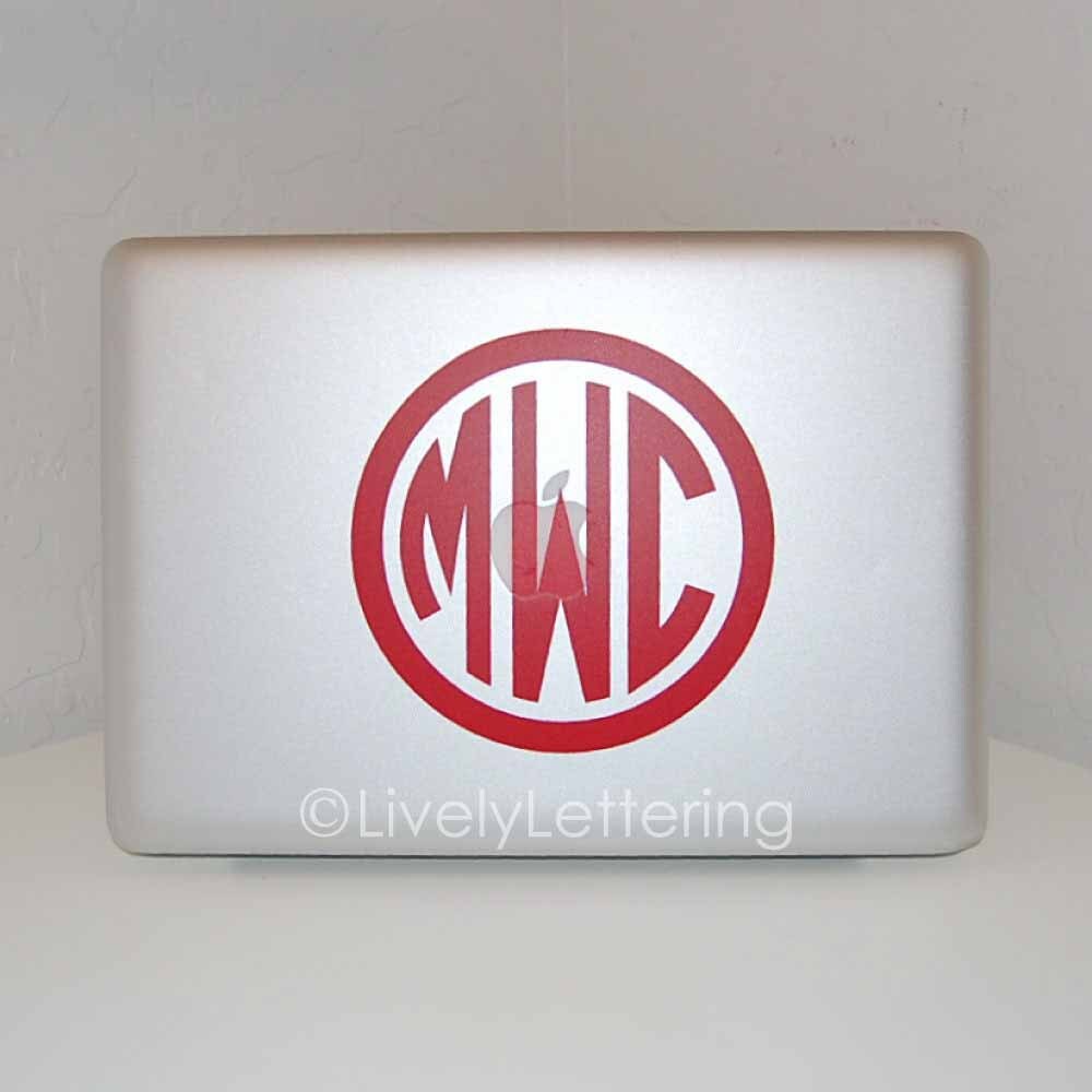 6" Circle Block Monogram, Monogram Wall Decal, Circle Monogram Frame ...