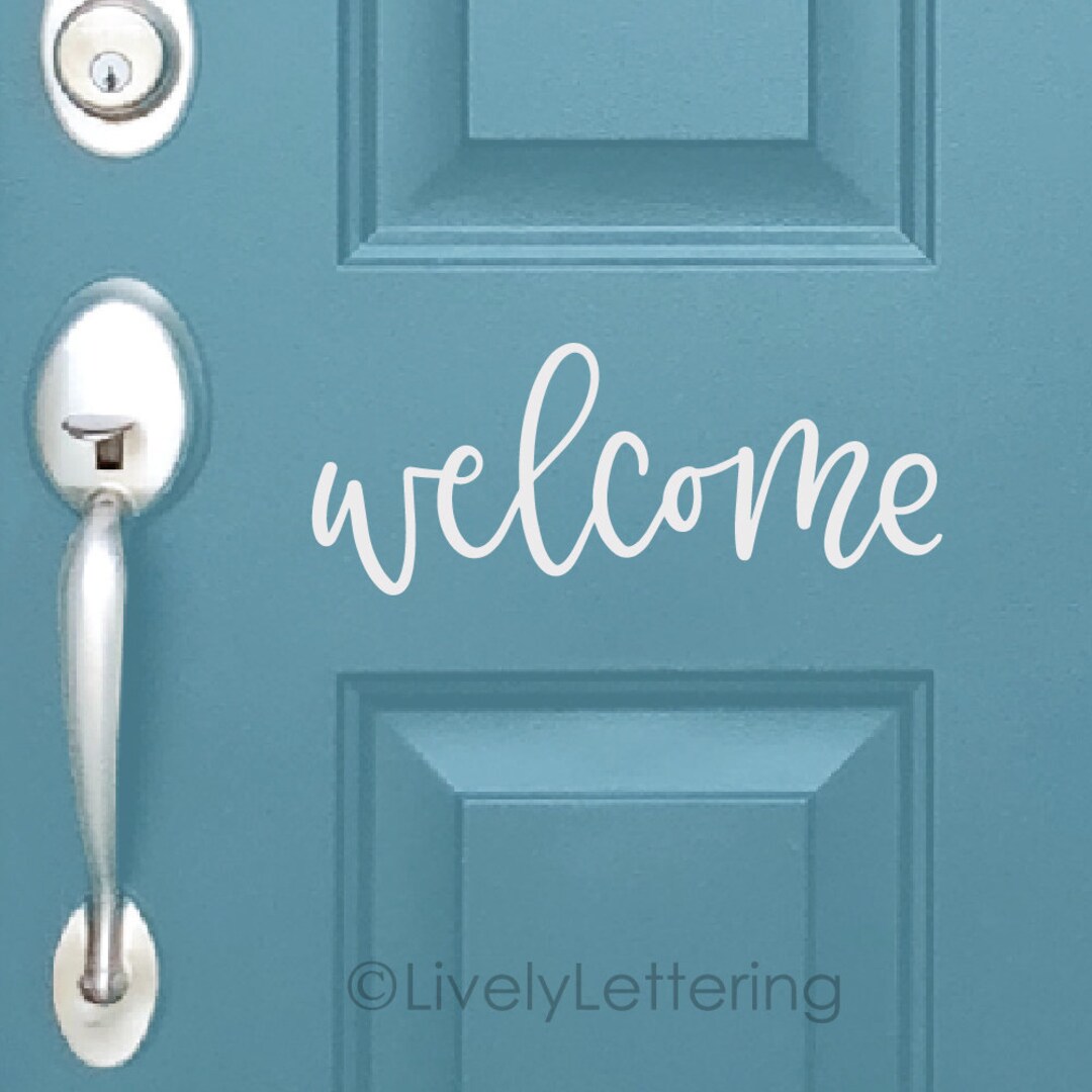 Welcome Decal, Photo Collage Wall Decal, Welcome Door Decal, Vinyl Door ...