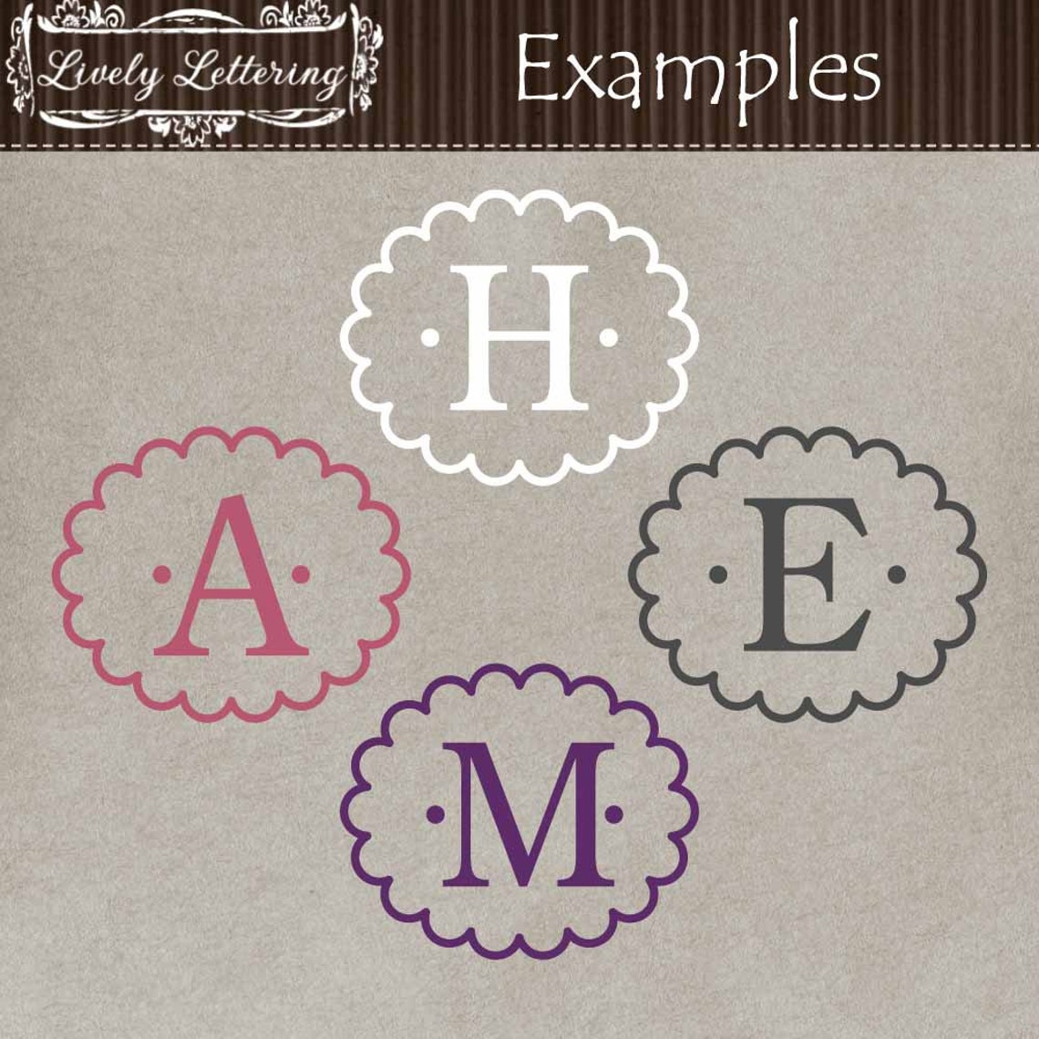 Letter Wall Decal Scallop Oval Frame Initial Wall Decal | Etsy