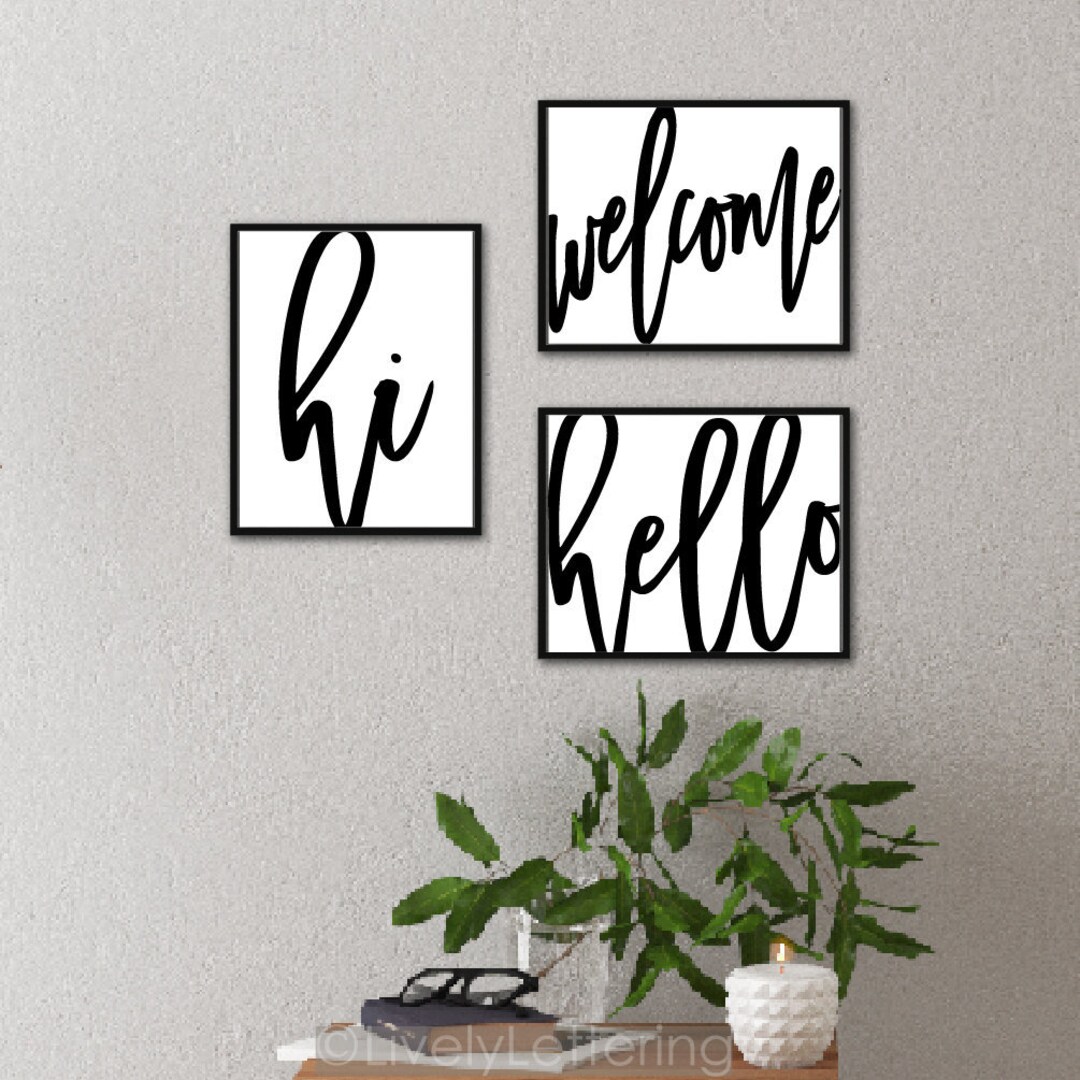Hi Hello Welcome | Set of 3 or Individual Prints | Entry Wall Art ...