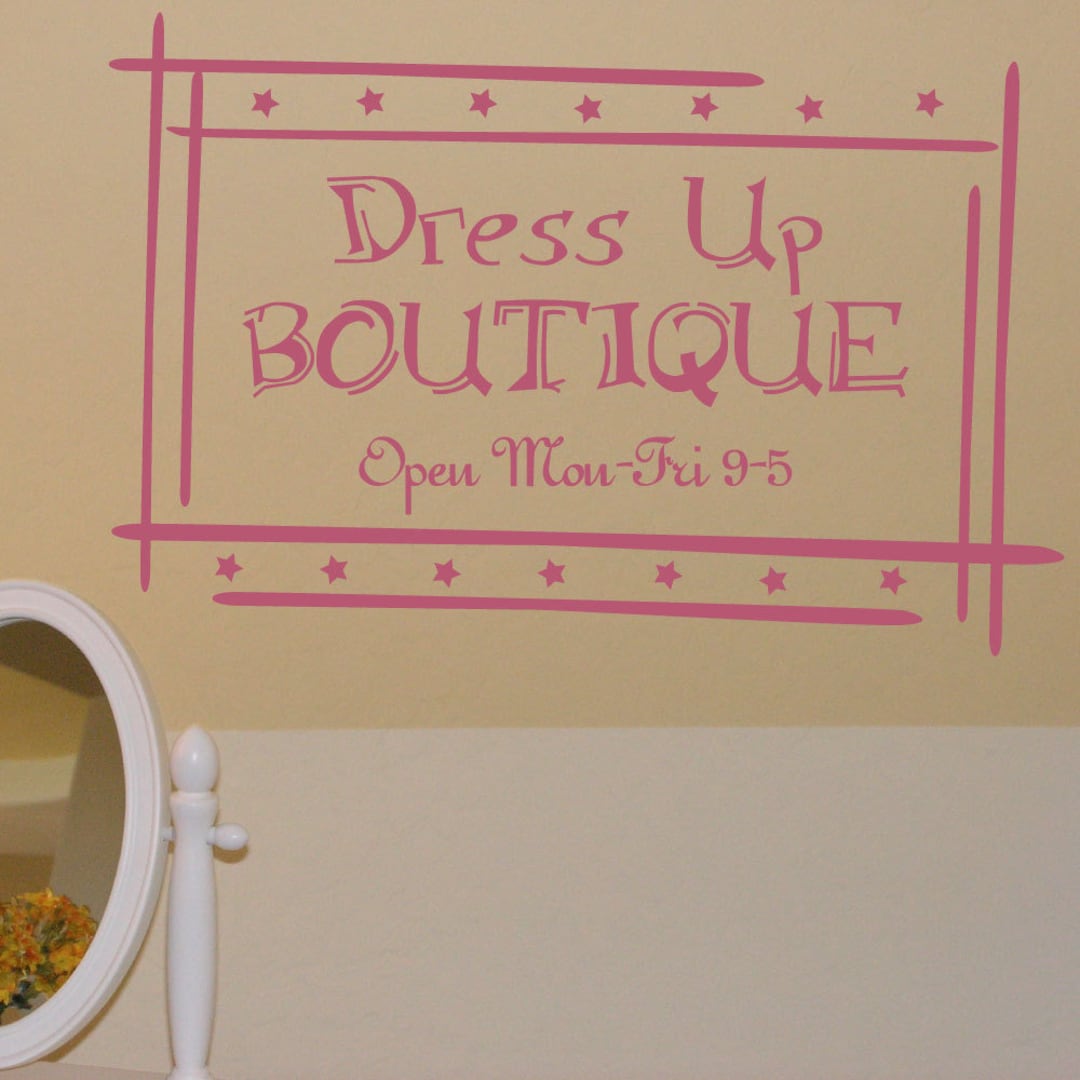 Dress up Boutique Wall Decal, Girl Bedroom Decor, Fashion Playroom ...