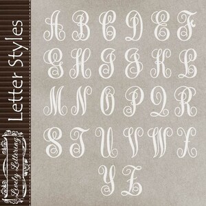 3 Letter Monogram, Script Monogram Wall Decal, Decorative Cursive Wall ...