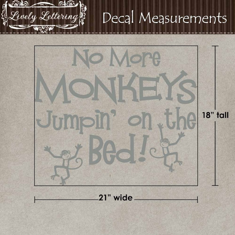 No More Monkeys Jumping on the Bed Wall Decal Nursery Rhyme | Etsy