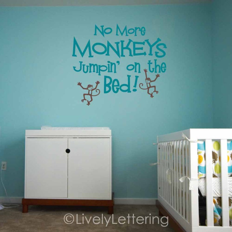 No More Monkeys Jumping on the Bed Wall Decal Nursery Rhyme | Etsy