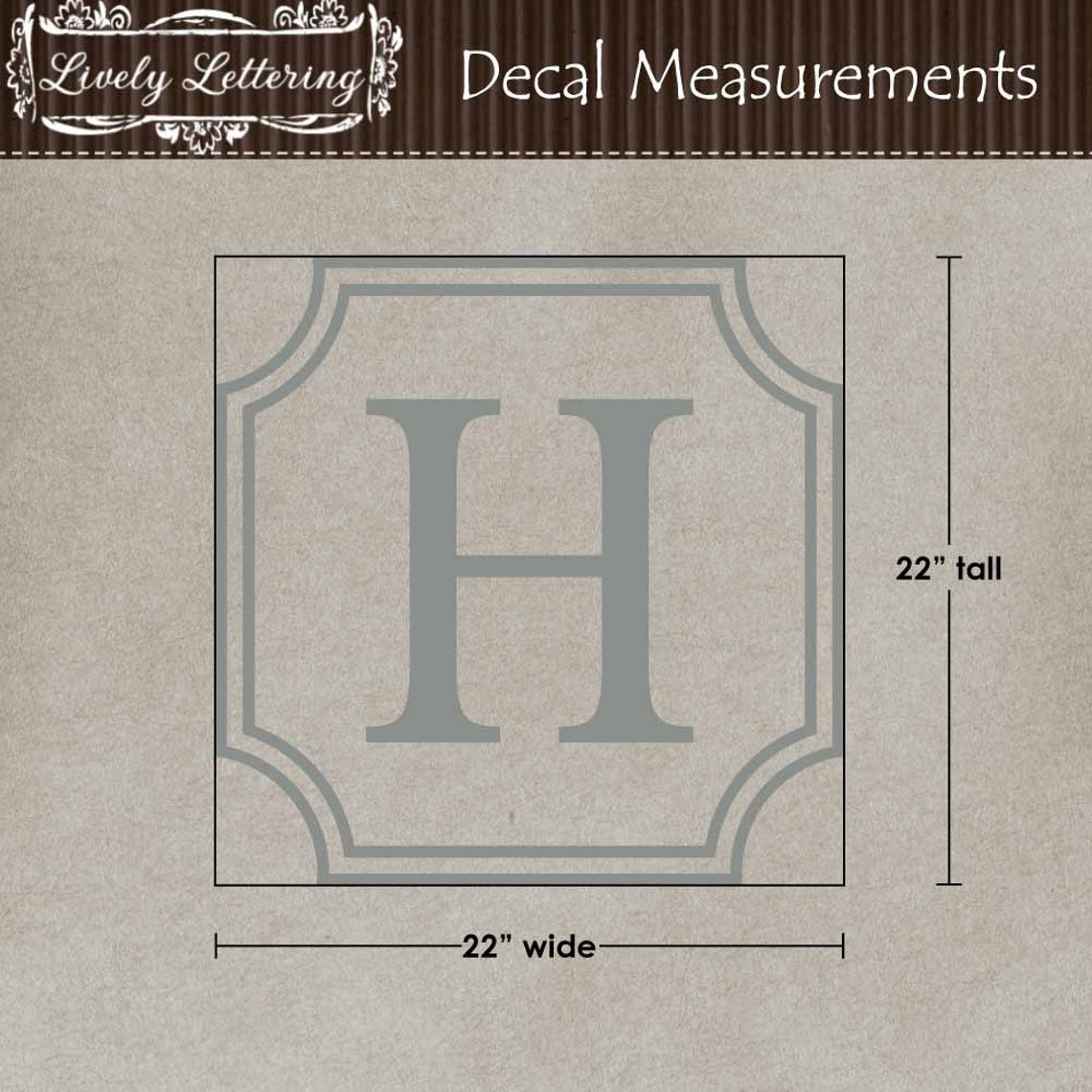 Single Initial Monogram Wall Decal With Frame Border Modern - Etsy