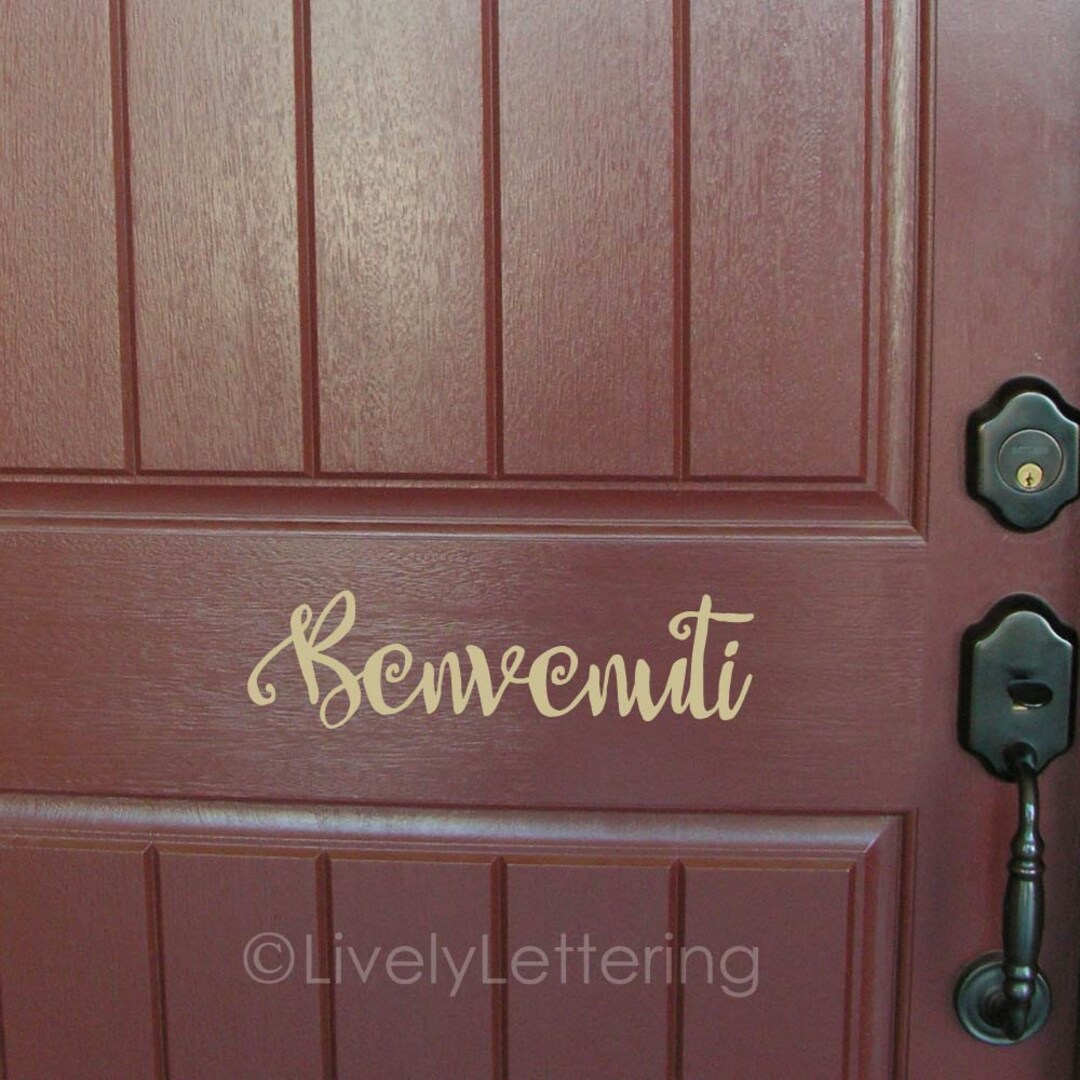 Benvenuti Italian Wall Decal, Welcome Door Decal, Tuscan Kitchen Decor ...