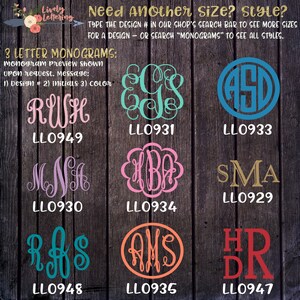 3 Letter Monogram Script Monogram Wall Decal Decorative | Etsy