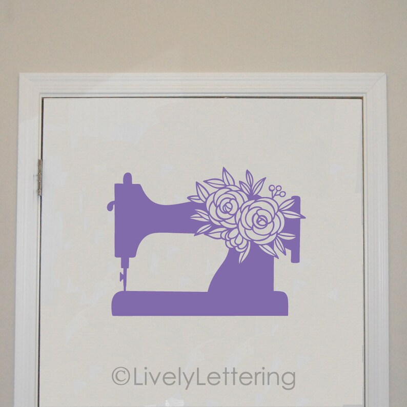 Floral Sewing Machine decal Flower Sewing Machine wall decal | Etsy