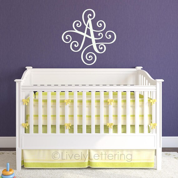 Scroll Monogram Letter Decal Elegant Scroll Decal Fancy | Etsy