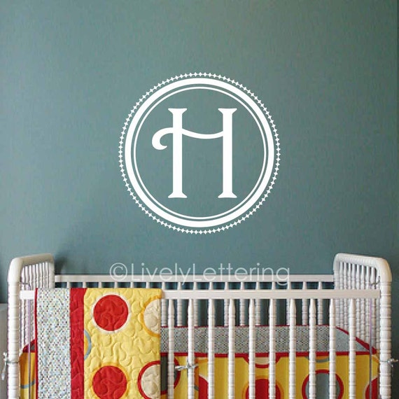 Fancy Monogram Decal Harlequin Diamond Decor Circle Frame - Etsy