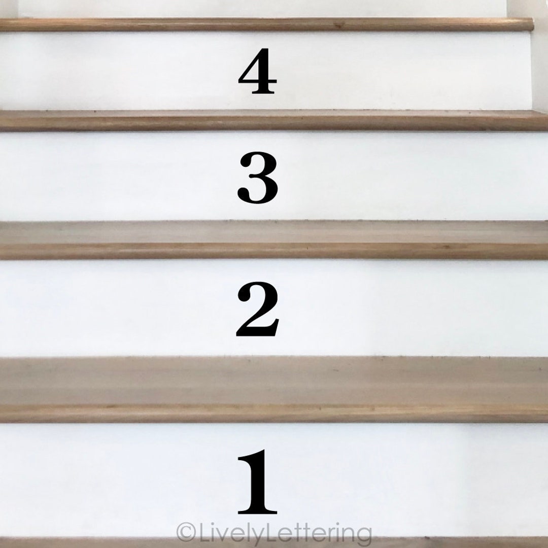 Number Stair Decals, Stair Stickers, Set of Vinyl Stickers, Step Decals ...